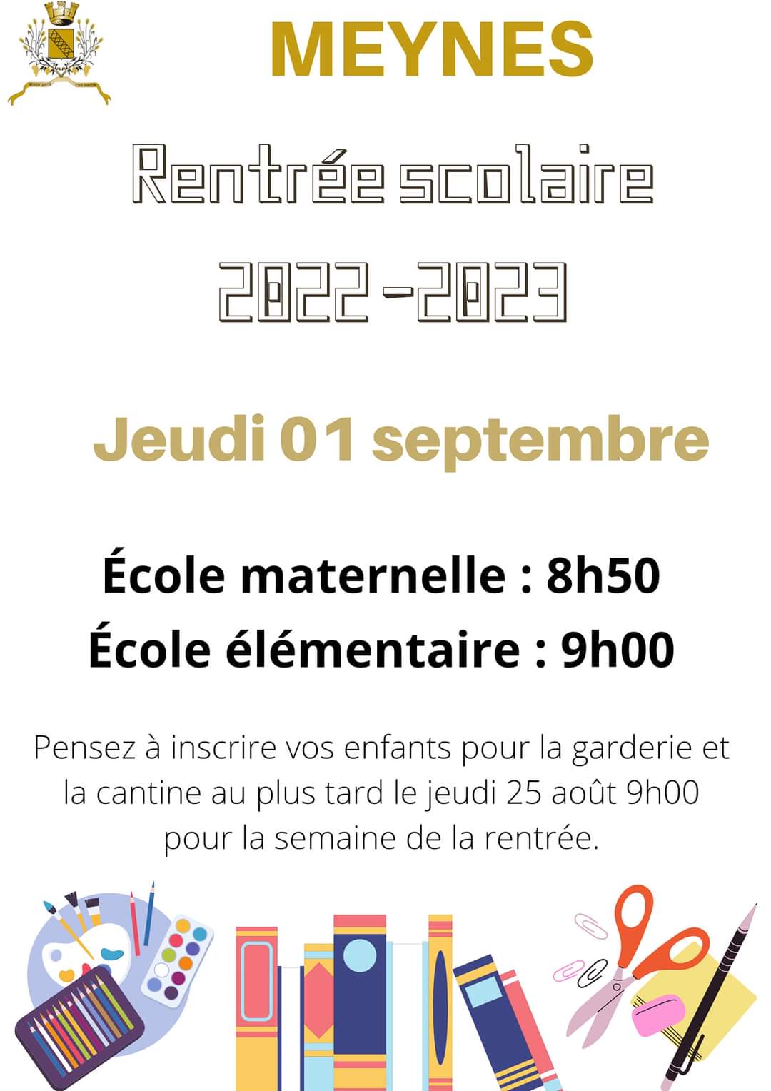 RENTREE SCOLAIRE 2022-2023 - Commune de Meynes :Commune de Meynes